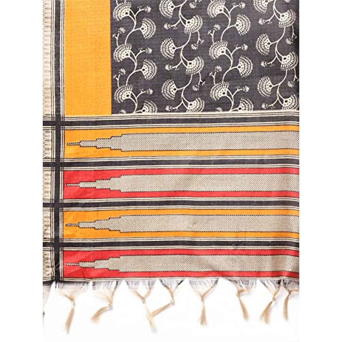 Arayna Women's Cotton Solid Straight Kurta Set with Palazzo Pants and Printed Dupatta, Black, Medium