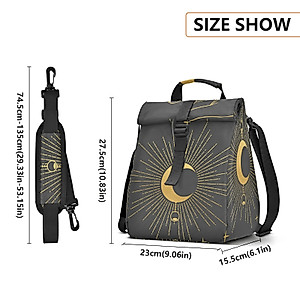 ALAZA Boho Crescent Moon Star Bohemian Lunch Bag Women Insulated Cooler for Men Kids Roll Top Leak Proof Tote Cooling Purse