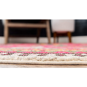 Unique Loom Sedona Collection Southwestern, Border, Over-Dyed, Animals, Tribal, Abstract Area Rug, 6 Feet, Pink/Beige