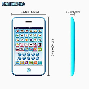 GAGINAN Baby Phone /Kids Tablet Learn Alphabets Words Numbers Music ABC Learning for Toddlers Educational Toy for 3Years+ (Blue)