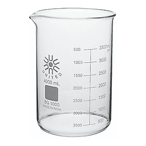 United Scientific™ BG1000-4000 Borosilicate Laboratory Grade Glass Beakers | Griffin Style Low Form Beaker | Graduated with Spout | Designed for Laboratories & Chemistry Classrooms | 4,000mL Capacity