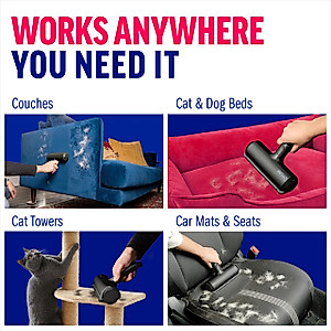 Chom Chom Roller Pet Hair Remover and Reusable Lint Roller - Black ChomChom Cat and Dog Hair Remover for Furniture, Couch, Carpet, Clothing and Bedding - Portable, Multi-Surface Fur Removal Tool