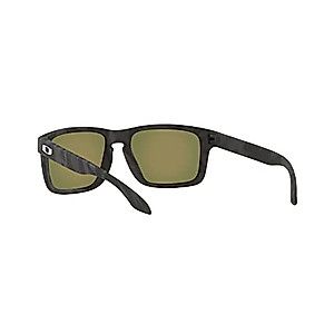 Oakley Men's OO9244 Holbrook Low Bridge Fit Rectangular Sunglasses, Matte Black Camouflage/Prizm Ruby Polarized, 56 mm