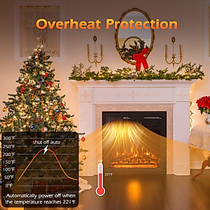 Tangkula 18 Inch Electric Fireplace, 5100 BTU Freestanding Electric Fireplace Heater with Remote Control, Adjustable Flame Brightness, Overheat Protection for Home, Hotel, ETL Certification