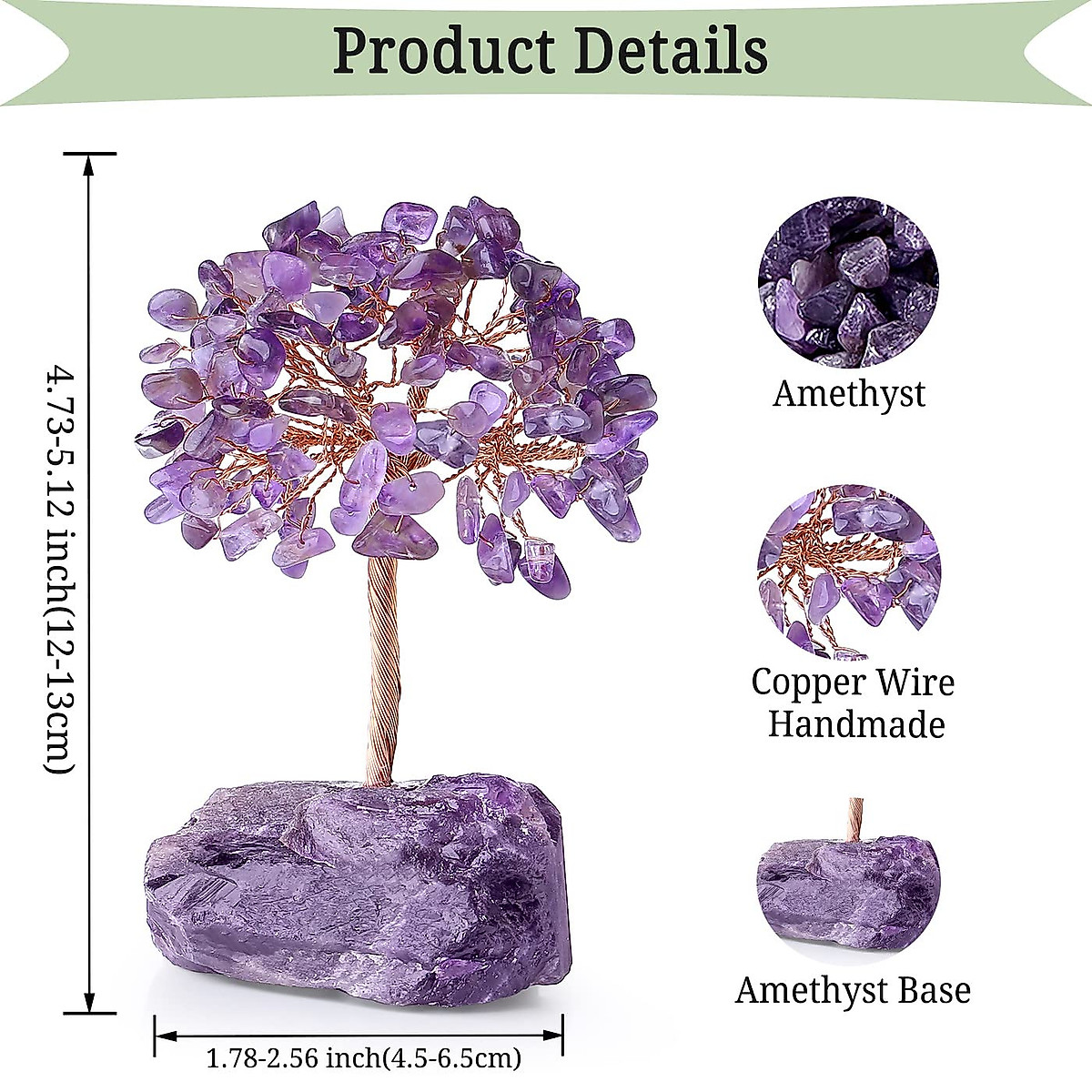 DUQGUHO Crystal Tree Amethyst Crystal with Natural Quartz Amethyst Stone Base Crystal Tree for Decor Reiki Luck Crystal Spiritual Gifts