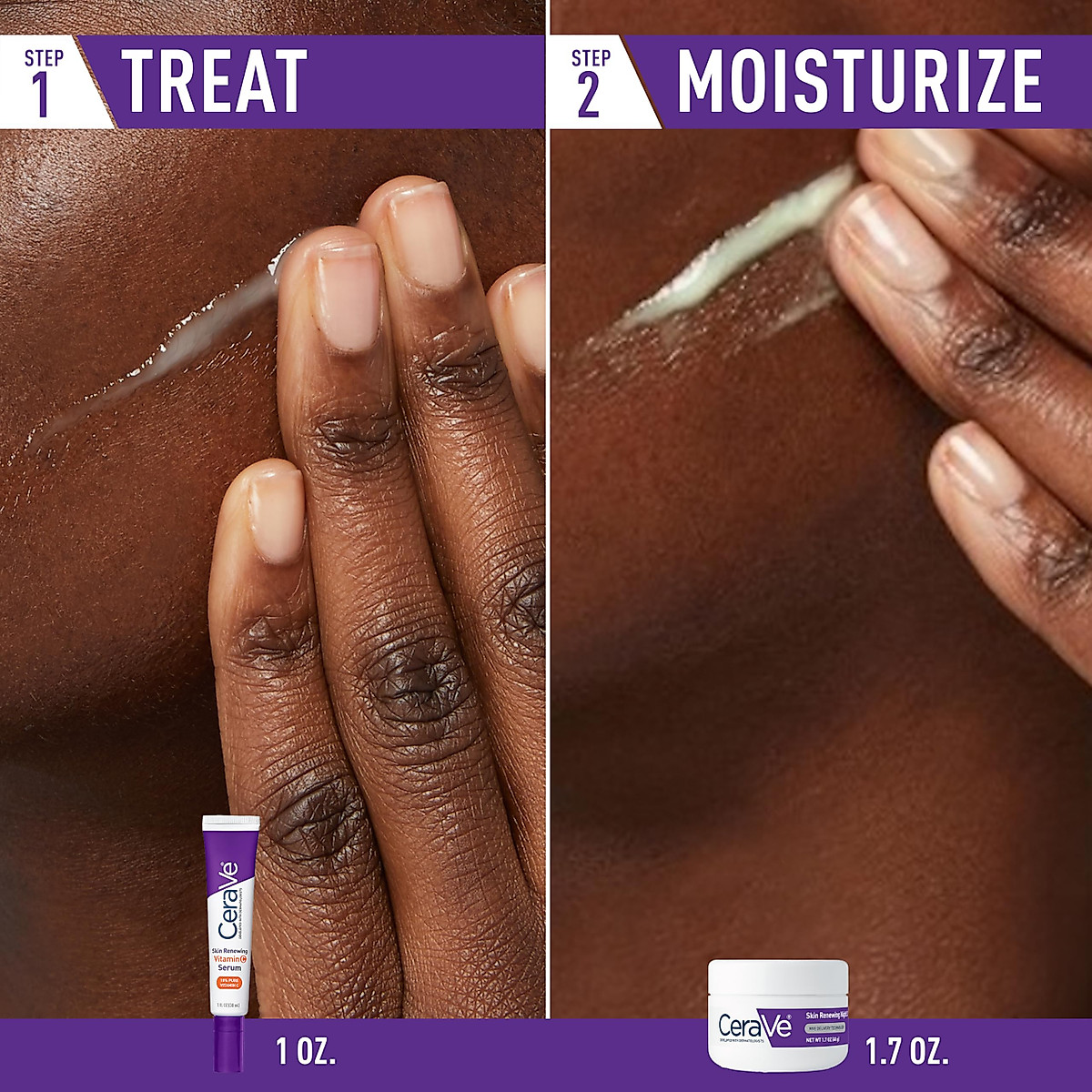 CeraVe Vitamin C Serum and Night Cream Skin Care Set, Brightening Serum with 10% Pure Vitamin C and Night Moisturizer with Peptides, Hyaluronic Acid and Ceramides, 1oz Vit C + 1.7oz Moisturizer