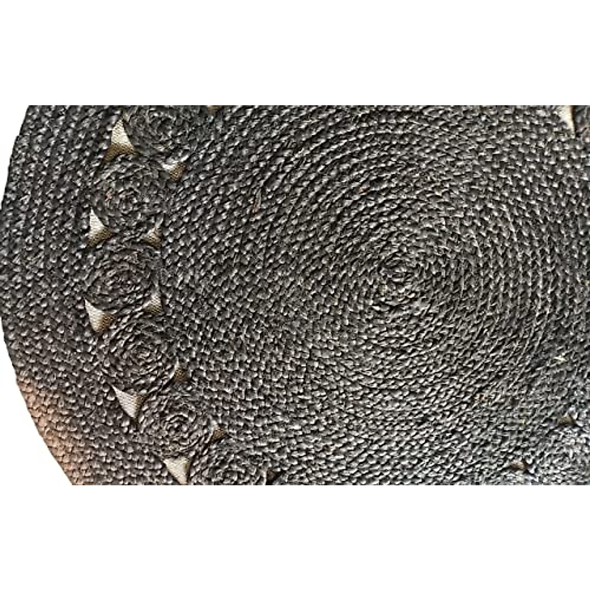 100% Jute Handwoven Round Black (2 x2 ft)