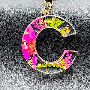 Initial Letter Butterfly Flower Pink Keychain Birthday gifts for Women Girl Backpack Wallet Car Key Cute Bling Keychain