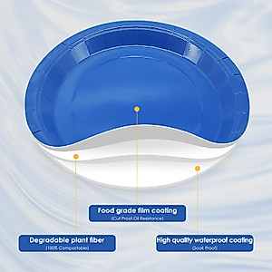 Severs 25 Guests Blue Party Supplies Set Include 9-inch Blue Paper Plates Cups Blue Napkins and Tablecloth,Blue Disposable Dessert Plates for Wedding Birthday