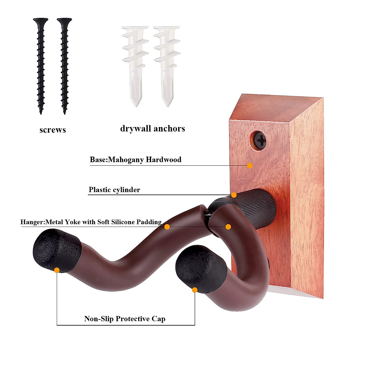 HilerPunk Guitar Wall Mount,1-Pack, Wood Guitar Ukulele Wall Hangers,Hooks,Holders,Stands,Guitar Accessories for Acoustic Electric Bass Guitar Ukulele Banjo Mandolin