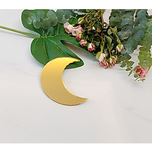 XIAOYUE 20pcs of Acrylic Moon Place Card,Celestial Wedding Place Cards ,Semi-Circle Place Names Blanks for Wedding ,Party&Festival Deco (Gold Mirror)