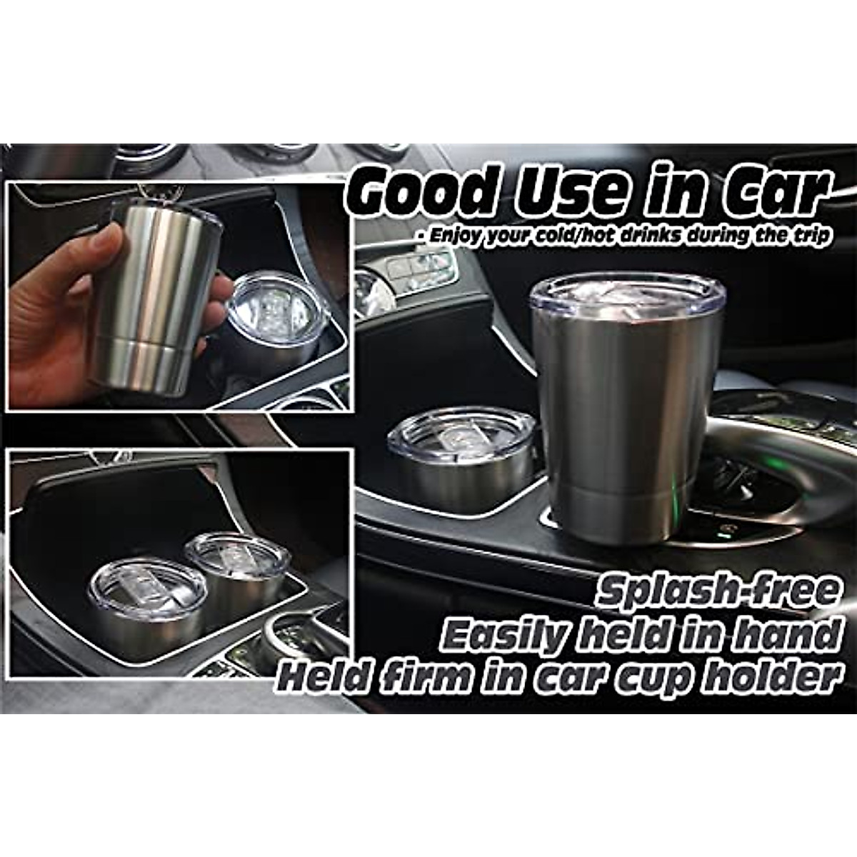 DUOLE 2pcs, Reusable Travel Mug for Kids (Boys/Girls) Adults (Men/Women) Silver Mini Thermal Cup for Boys Girls Men Women with Spill-Free Lid Coffee Cup for Hot & Cold Drinks 8oz/230ml