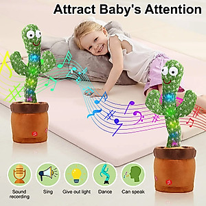 Hongsome Talking Cactus Mimicking Toy,Cactus Baby Toy That Repeat What You Say Singing Dancing,Funny Plush Toy Gifts for Babies Boys Girls Kids