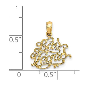 Solid 14k Yellow Gold LAS VEGAS Charm Souvenir Pendant - 16mm x 15mm