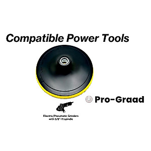 Pro-Graad 7" Hook and Loop Backing Plate for Sanding, Polishing Buffering Pads, Backer Pad with 5/8”-11 (5/8 inch TPI), 7 inch Backup Pad for Angle Grinder Drill Polisher Buffer