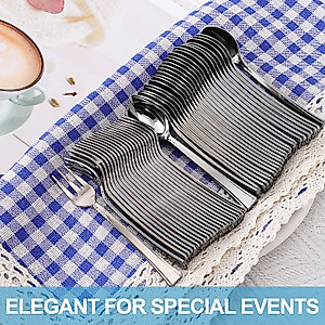 100PCS Mini Plastic Spoons,Silver Plastic Mini Spoons,Disposable Mini Dessert Spoons 4.5 Inches,Mini Tasting Spoons Appetizer Spoons Perfect for Coffee Espresso Cake Desserts Appetizers