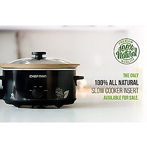 Chefman 5 Qt. Slow Cooker, All-Natural, Glaze & Chemical-Free Pot , Stovetop or Oven Cooking, Dishwasher Safe Crock; Naturally Nonstick & Paleo-Friendly, Low-Lead Stoneware, Bonus Recipes Included