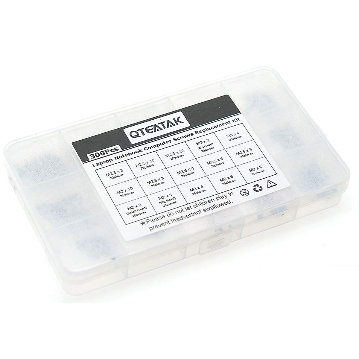 QTEATAK 300Pcs Black Laptop Notebook Computer Replacement Screws Kit for Lenovo Toshiba Gateway Samsung HP IBM Dell Sony Acer Asus SSD Hard Disk SATA