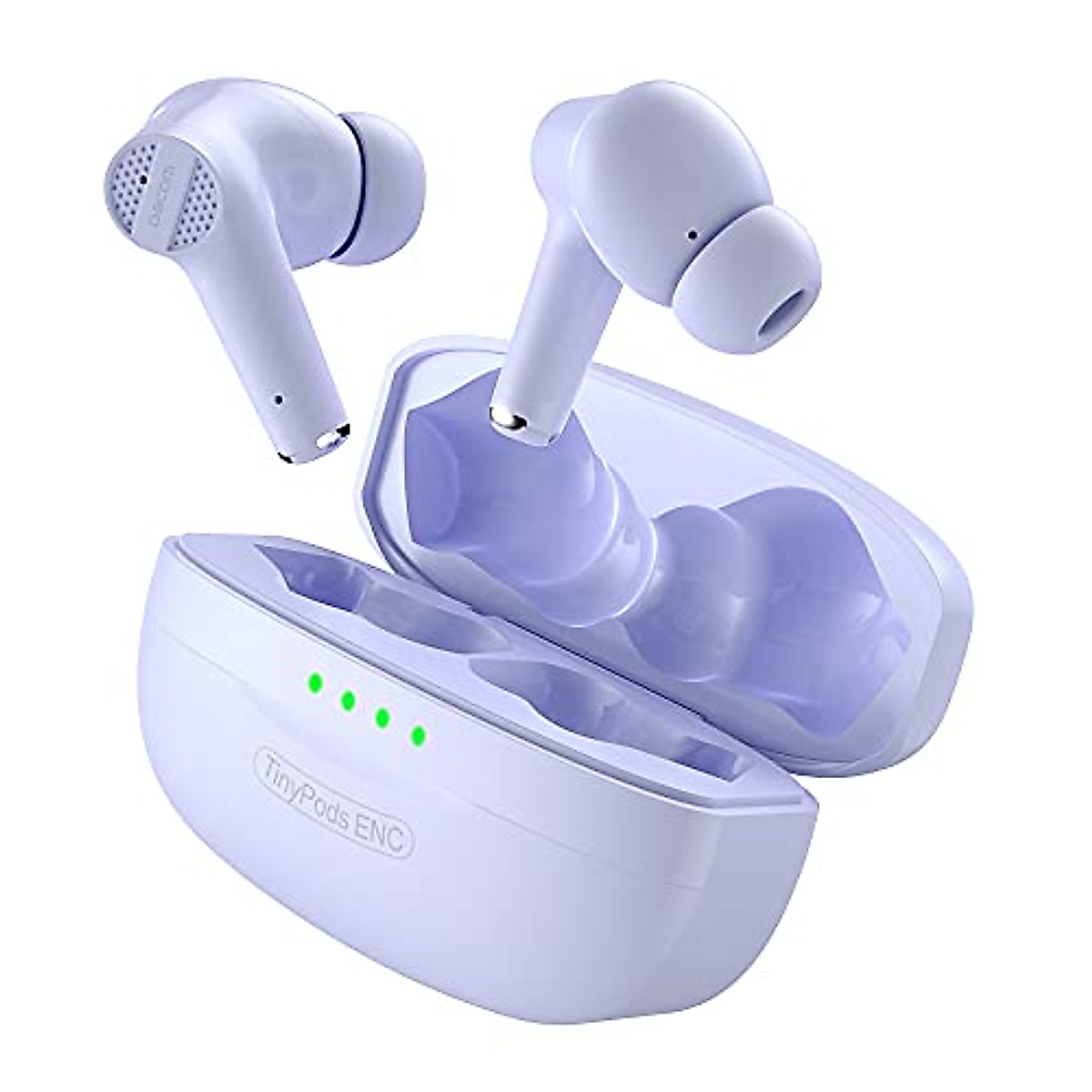 DACOM Bluetooth Headphones True Wireless Earbuds Mini Charging Case Noise Cancelling Wireless Earphones 40H Playtime Touch Control ENC in-Ear Headsets Deep Bass for Sport Running Fitness Purple
