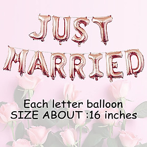 LaVenty Set of 12 Just Married Balloons Just Married Banner Bridal Shower Party Balloons Bridal Shower Party Decoration Wedding Party Decoration