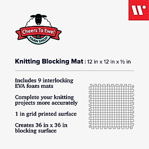 Cheers to Ewe! Foam Knitting Block Mat, Grid Blocking for Knitting Accuracy and Crochet, ½ Inch Thick with 1 Inch Grid, Pack of 9