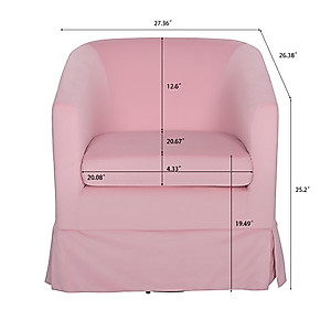 Opoiar Swivel Accent Chair Armchair, Round Barrel Chairs,360°Modern Single Sofa Chair with Flannelette Fabric,Modern Armchair Arm Chair for Nursery Bedroom Office Hotel,Pink