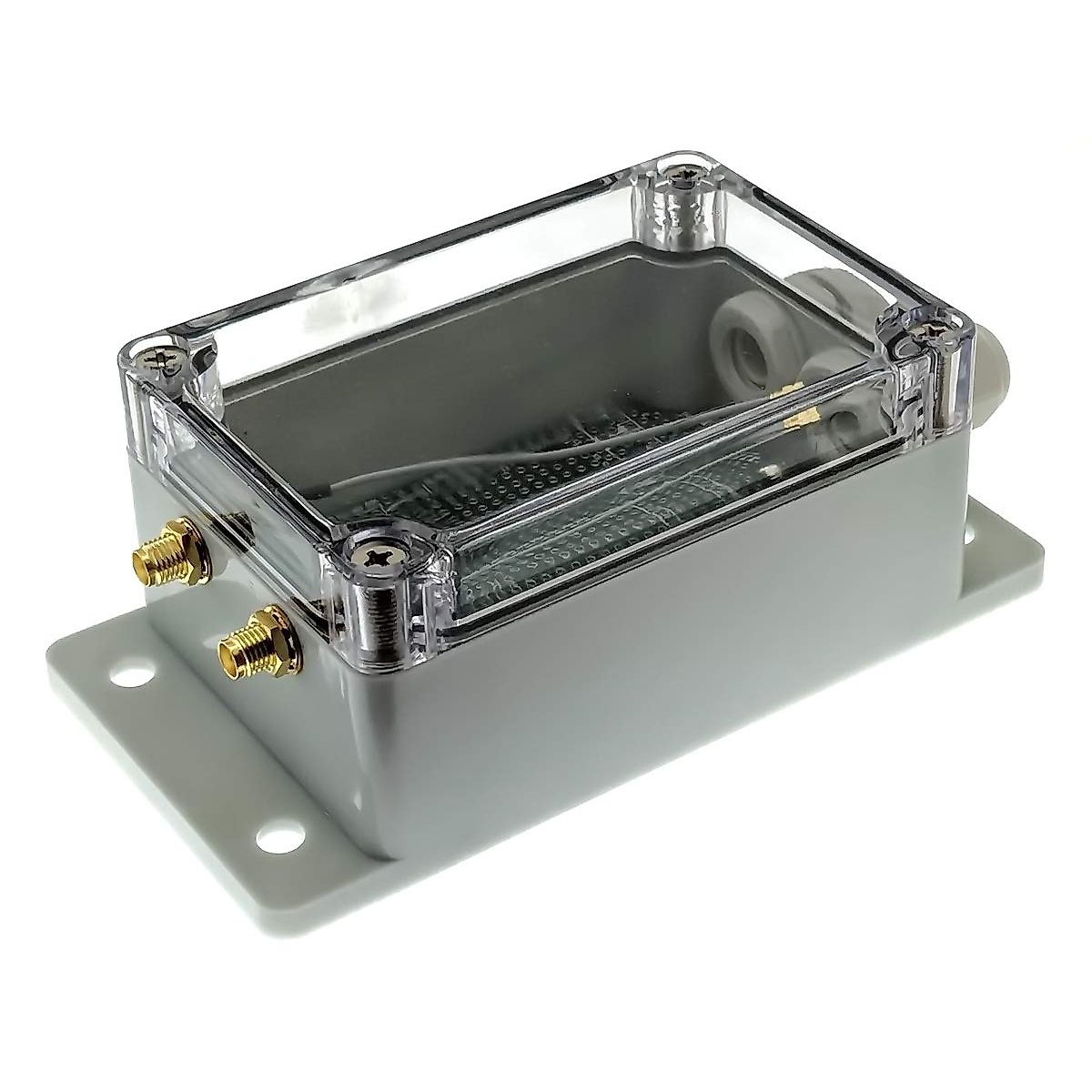 qBox DIY IOT Enclosure Kit (Two SMAs), IOT Enclosure for Arduino MKR Feather ESP32 Cellular LoRa WiFi Board, Waterproof IP65 Enclosure with Glands, prototyping PCB and Two SMA connectors