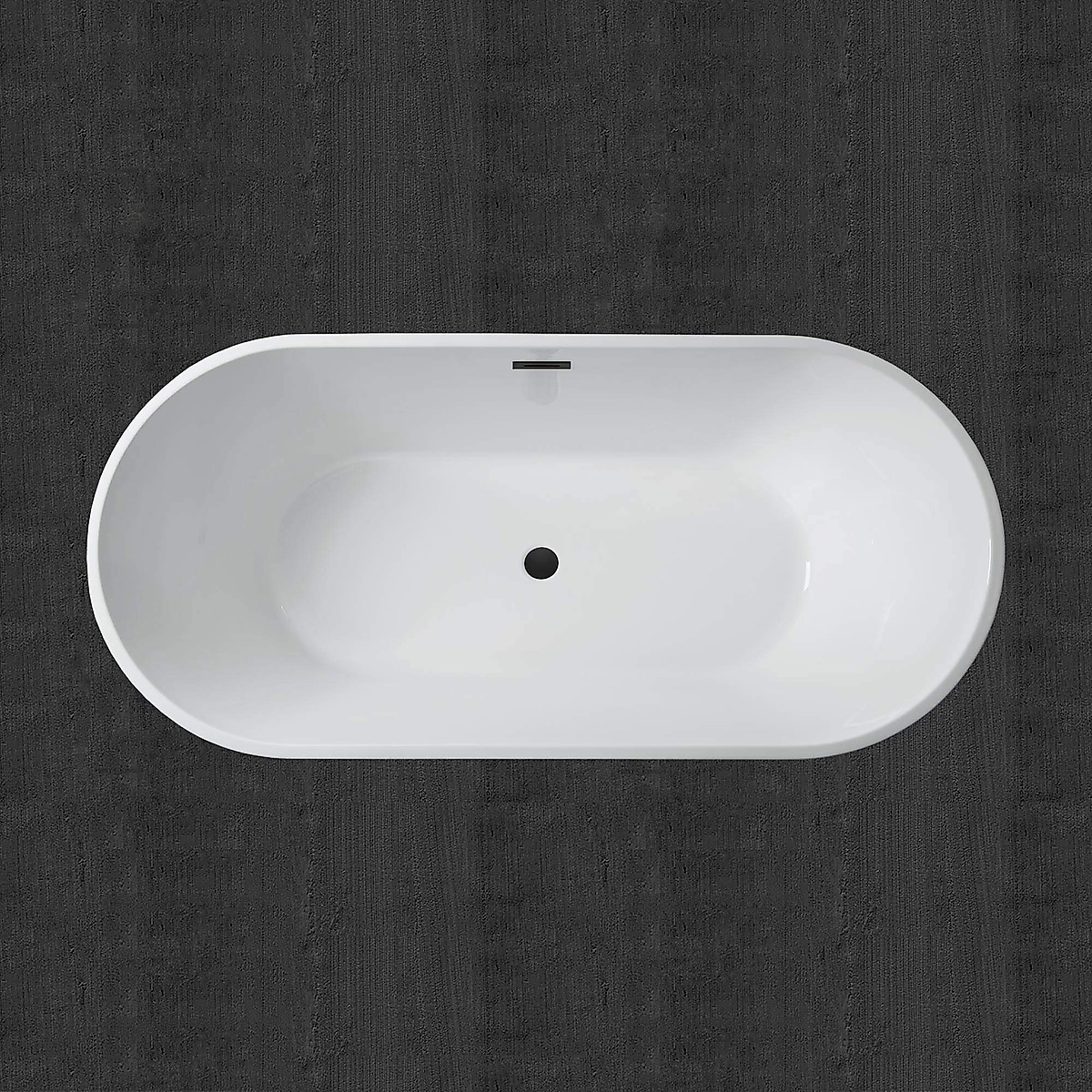 WOODBRIDGE 67" Acrylic Freestanding Bathtub Contemporary Soaking White Tub with Matte Black Overflow and Drain，B0013-MB