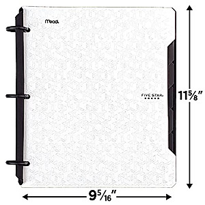 Five Star Flex Refillable Notebook + Study App, College Ruled Paper, 1 Inch TechLock Rings, Pockets, Tabs and Dividers, 200 Sheet Capacity, White (29328AE2)