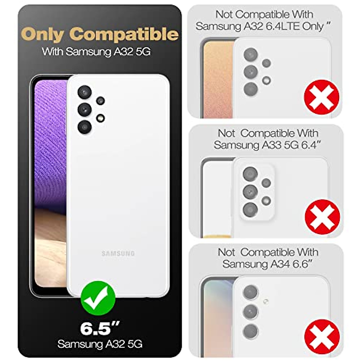 Dexnor for Samsung Galaxy A32 5G Case, [Built in Screen Protector and Kickstand] Heavy Duty Military Grade Protection Shockproof Protective Cover for Samsung Galaxy A32 5G Black