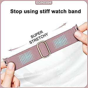 EOMTAM 5 Pack Stretchy Nylon Compatible for Apple Watch Band 38mm 40mm 41mm 42mm 44mm 45mm Women Men,Elastic Cloth Sport Wristbands Solo Loop for iWatch Series 8 7 6 SE 5 4 3(38/40/41MM,Starlight)