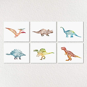 Boy Room Decorations, Dinosaur Decor, Dinosaur Wall Art, Boy Nursery Decor, Dinosaur Wall Decor, Boy Nursery Art, Print Sets, Watercolor, 8x10inch Unframed - Set of 6