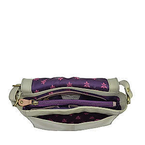 Anuschka Women’s Genuine Leather Medium Flap Crossbody Handbag - Hand Painted Exterior - Floral Passion