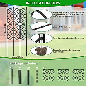 Garden Trellis for Climbing Plants Outdoor, 4FT Tall Plant Support Trellis Cage for Indoor Potted Plants, Plant Trellises Frame for Vines, Flowers, Vegetable, Rustproof Lattice Grid Panels for Rose