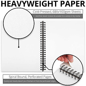 Watercolor Paint set 36 Premium Paints-12 Page pad - 6 Brushes Bundle with 2 Pack Sketch Pad