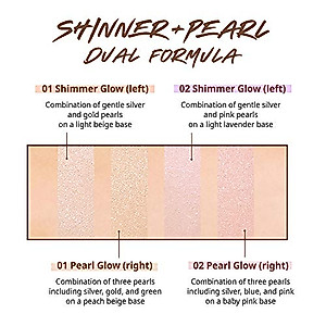 CLIO Prism Highlighter Duo, Duo Shade Highlight Palette, Face Illuminator, Buildable Pearl and Shimmer Pressed Powder for a Natural Glow, On-The-Go Makeup Kit (01 CREAM FIZZ)