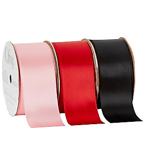 Berwick Offray Wide Double Face Satin Ribbon, Light Pink, 1 1/2 in x 12 ft (38 mm x 3.6 m)