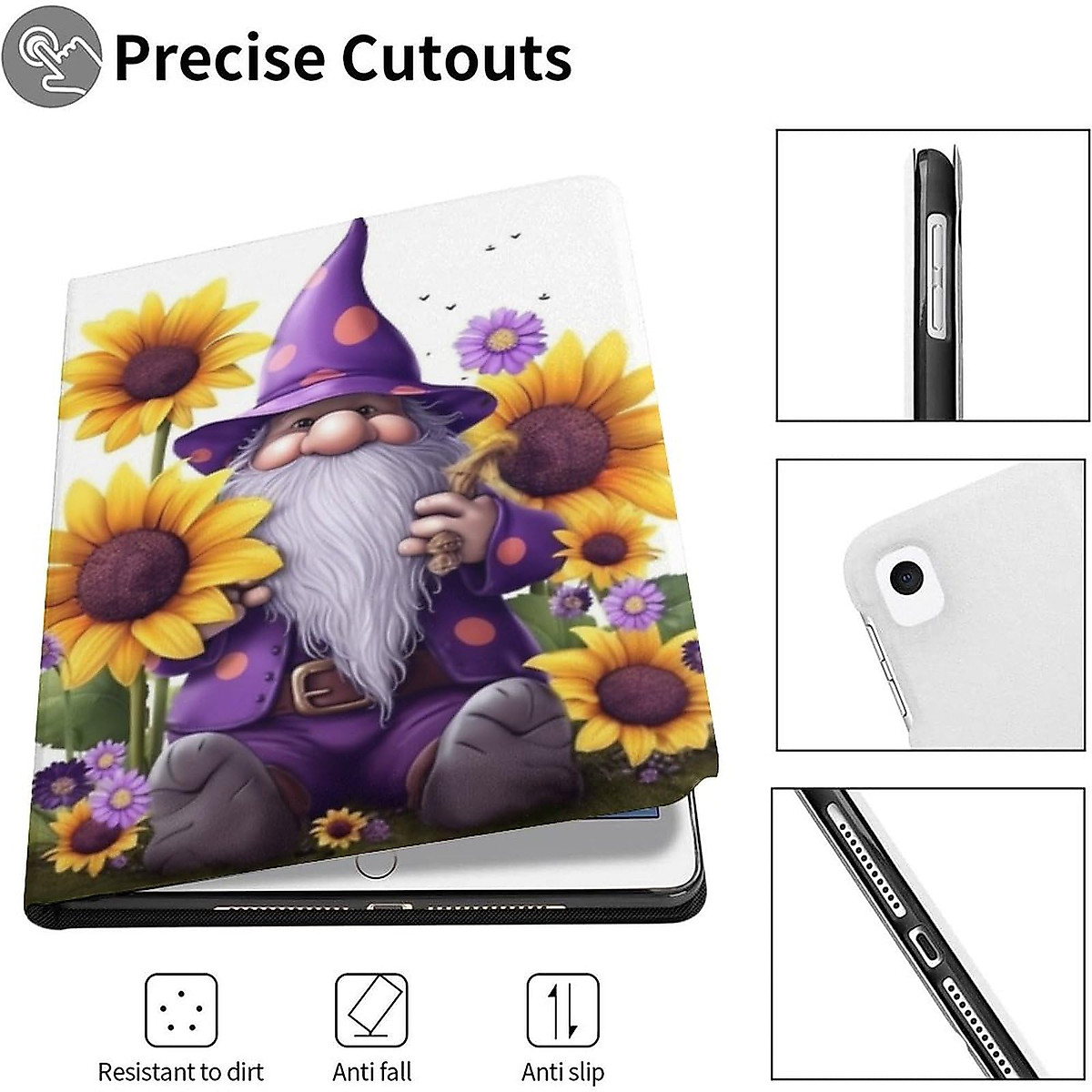 Butterfly Gnome Case for iPad 7th And iPad 8th And iPad 9th Gen [10.2 Inch],iPad Air 3rd 10.5''(2019),iPad Pro 2nd 10.5''(2017) with Pencil Holder, Protective Case with Soft TPU Back, Auto Sleep/Wake