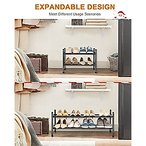 MULISOFT 2-Tier Expandable, Stackable and Adjustable Shoe Rack Organizer, Sturdy and Durable Metal Shoe Storage Organizer, Vertical Shoe Rack for Closet/Entryway/Bedroom/Dorm/Doorway
