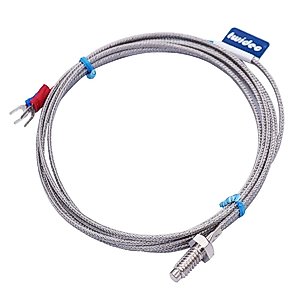Twidec/1/4" Screw Probe Temperature Sensor K Type Thermocouple 2 Meters Cable Temperature Range: 0-600°C LT-104