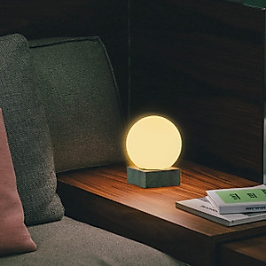 FLORNIA Modern Industrial Table Lamp, Unique Bedside Nightstand Desk Lamp with Glass Shade and Marble Base for Bedroom, Living Room, Office Study, Decoration (Include Bulb G45)