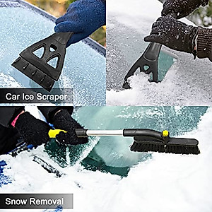 Yixin Ice Scraper with Snow Brush for Car Windshield, Ergonomic Foam Handle and Detachable Snow Removal Tool, Suitable for Truck SUV Windows (Yellow)