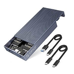 ORICO Dual-Bay NVMe Enclosure External SSD Case Aluminum USB3.1 Gen2 10Gbps M.2 Type-C SSD Docking Station for PCIe M-Key B&M Key 2230/2242/2260/2280 SSD with Screw Installation Up to 4TB-M2P2J