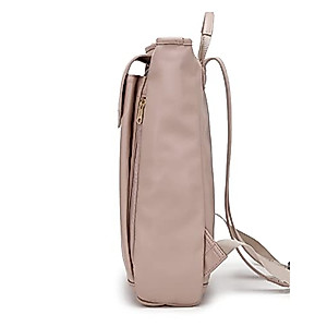 Kah&Kee Feaux Leather Backpack Purse for Women Casual Travel Daypack with Laptop Compartment 13 Inch (Tan Pink)