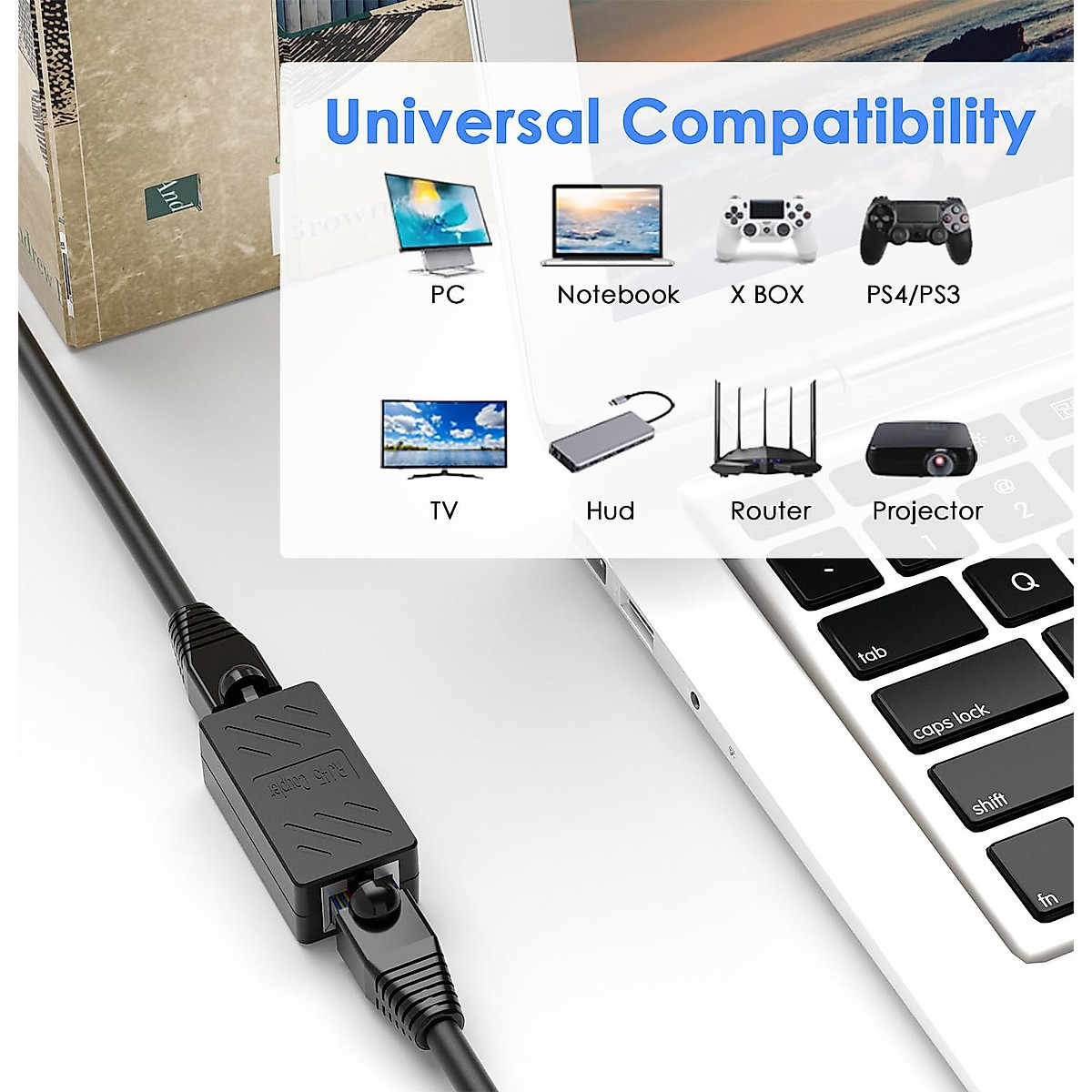 LVY Ethernet Extender RJ45 Couplers Network Cable Coupler Cat 5 Coupling Lnternet Female to Female Connector Lnline Coupler for Cat5/ Cat5e/ Cat6e/ Cat7 Ethernet Extension Cable(3 Pack Black)