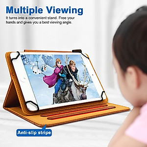 JZCreater 10 Inch Tablet Case, Universal 10 10.1 Inch Android Tablet Cover, Multi-Angle Viewing Stand Case for 9.5-10.5 Inch Tablet, Brown Classic