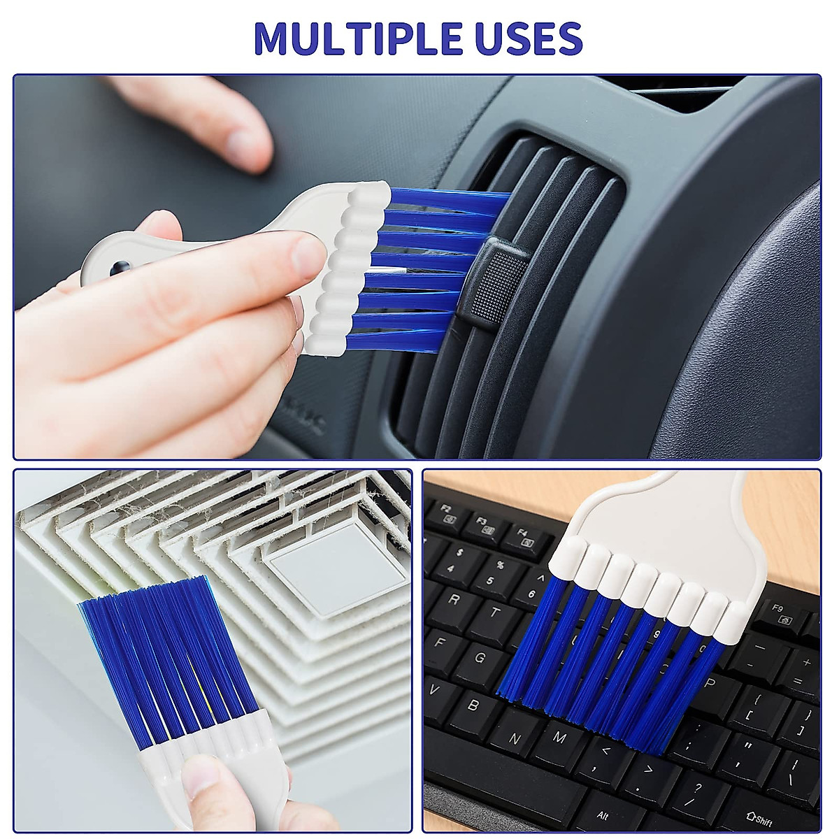 4 Packs Air Conditioner Condenser Cleaning Brush Refrigerator Coil Brush HVAC Coil Cleaner Brush Small Plastic Whisk Brush (Blue)