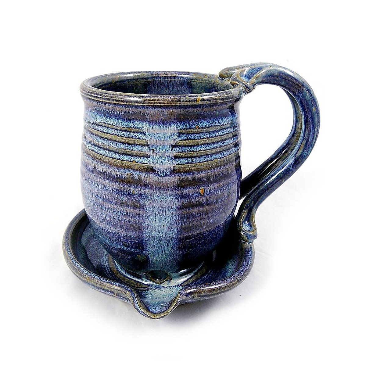 Hand-Sculpted Stoneware Microwave Bacon Cooker Mug, Made in USA (French Blue Blend)