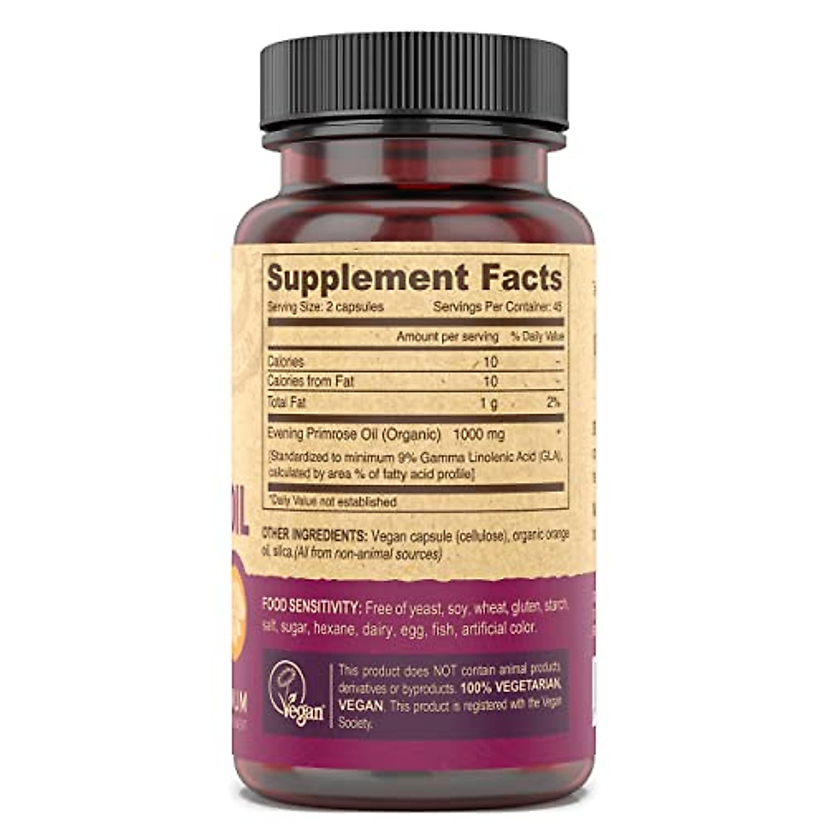 DEVA Vegan Evening Primrose Oil, Cold-pressed, Unrefined, 90 Capsules, 1-Pack