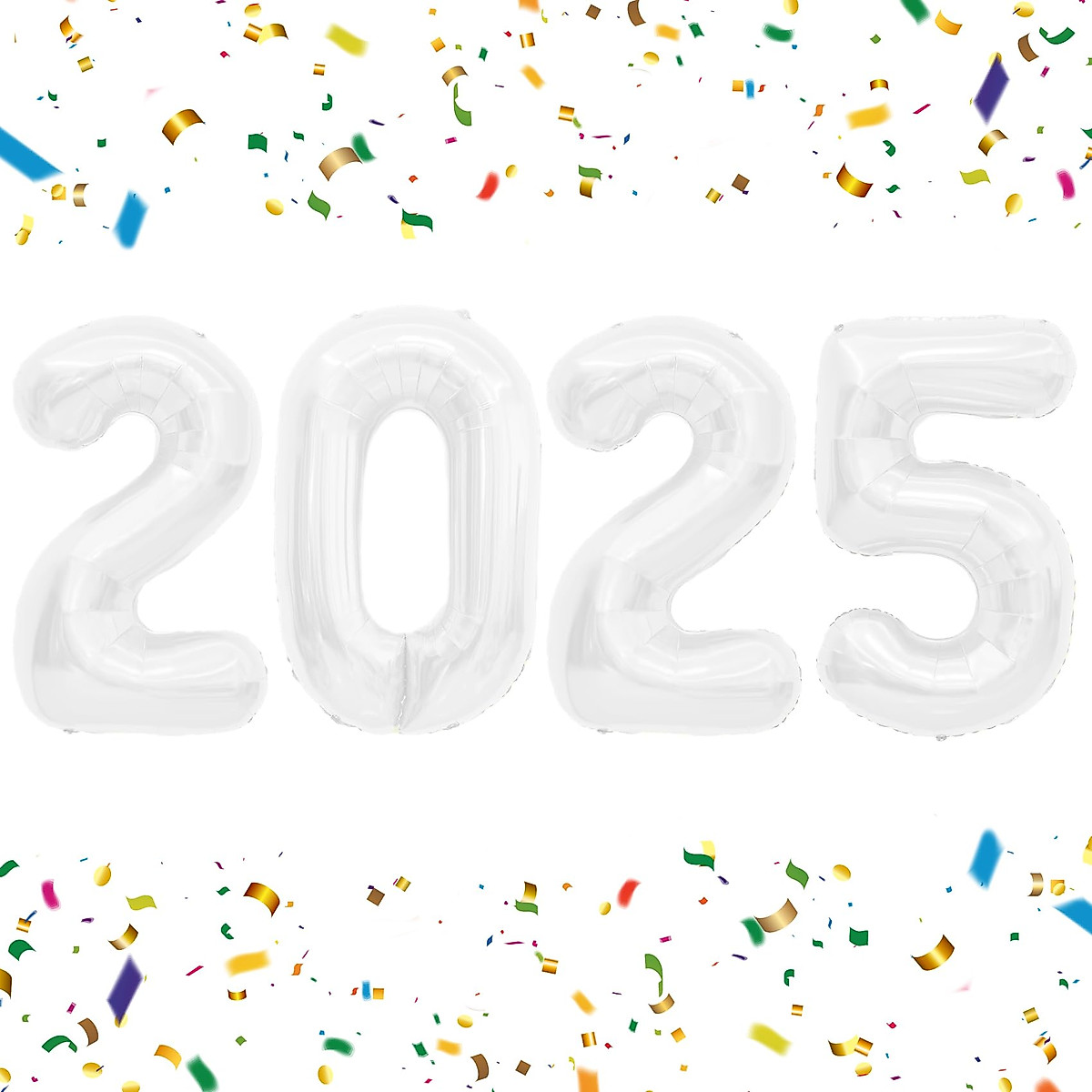 2025 Balloons White Number Balloons 2025 40 Inch 2025 Numbers for New Year Party Large 2025 Foil Mylar Balloon for 2025 New Year Eve Party Supplies Festival Birthday Anniversary Graduation Decorations